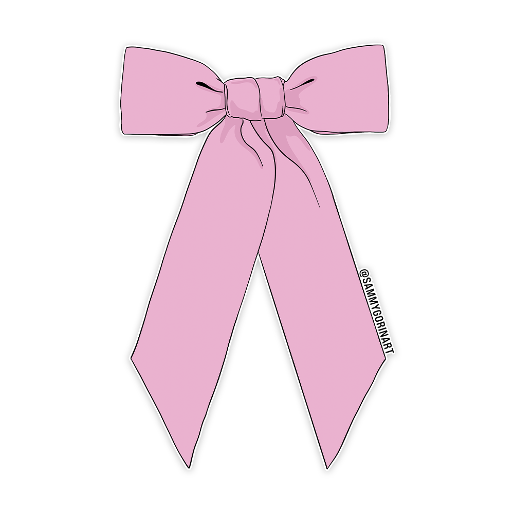 Pink Ribbon Bow Sticker – Sammy Gorin LLC