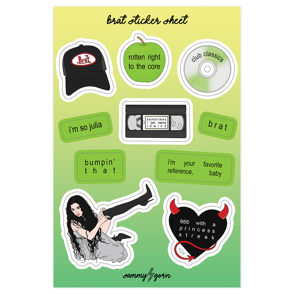 Brat Sticker Sheet – Sammy Gorin LLC