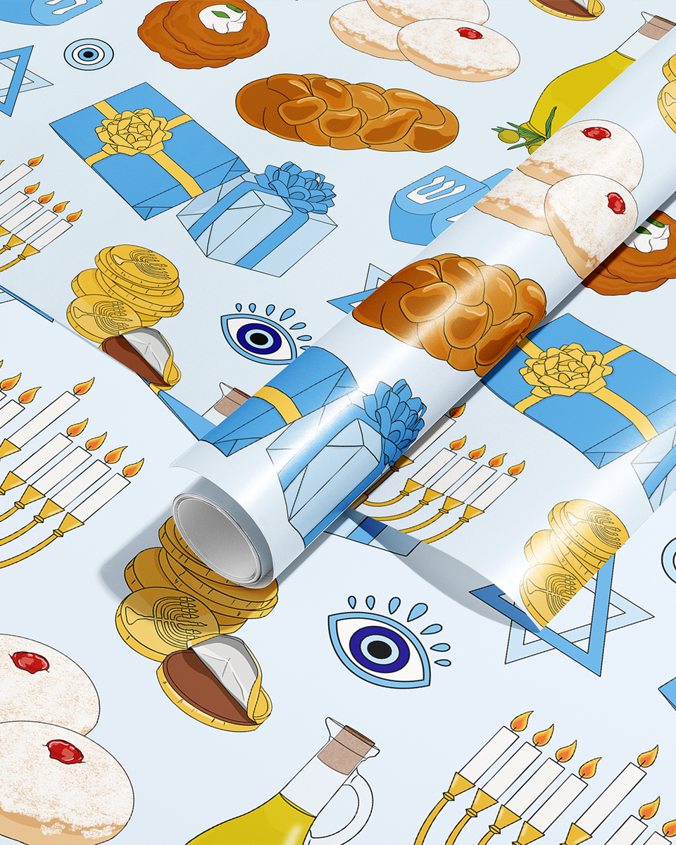 Festival of Lights Hanukkah Wrapping Paper – Sammy Gorin LLC